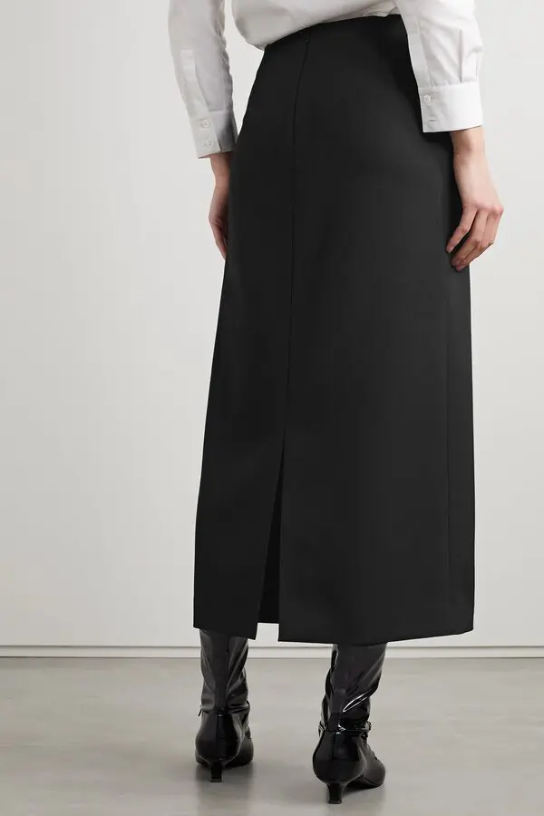 THE ROW Kassie Grain De Poudre Wool Midi Skirt