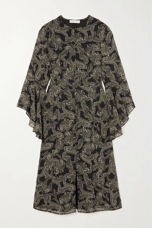 Michael Kors Paisley-print Recycled Chiffon Midi Dress - Green