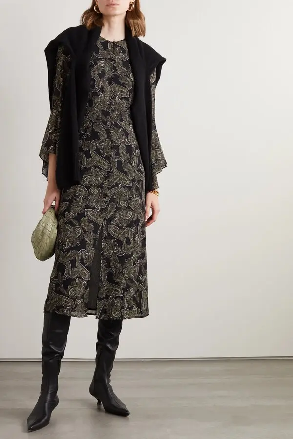 Michael Kors Paisley-print Recycled-chiffon Midi Dress