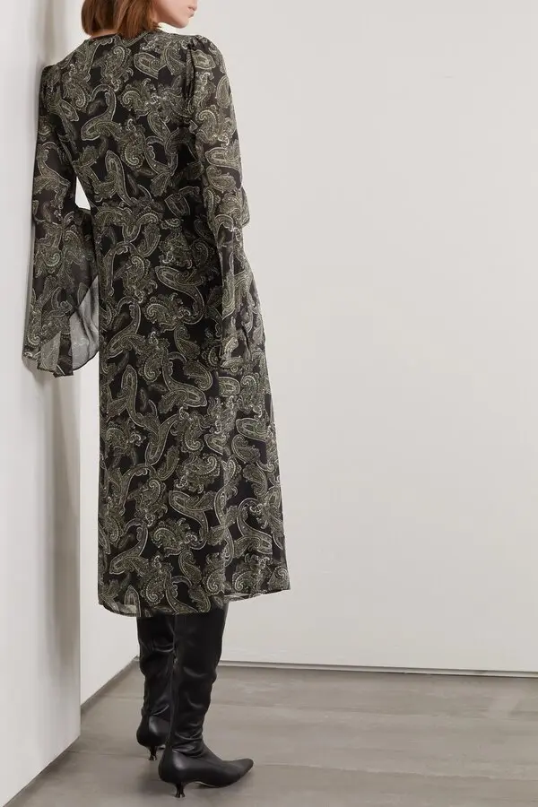 Michael Kors Paisley-print Recycled-chiffon Midi Dress