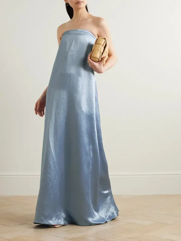 ABADIA Diana Strapless Hammered-satin Gown