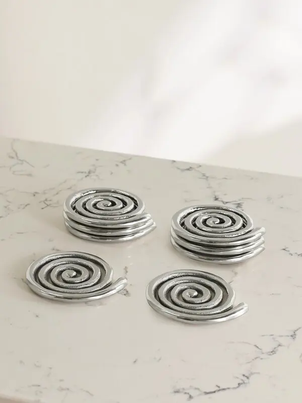 SOPHIE LOU JACOBSEN Spiral Coasters Set Of Eight - Silver