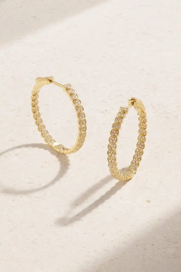 ANITA KO Luna Large 18-karat Diamond Hoop Earrings - Gold