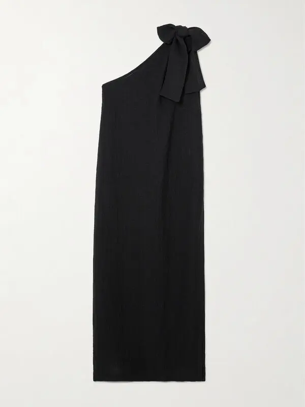 Lisa Marie Fernandez Net Sustain One-shoulder Linen-blend Gauze Maxi Dress - Black