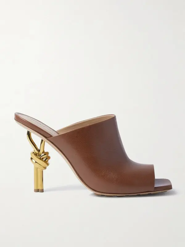 Bottega Veneta Knot Leather Mules - Brown