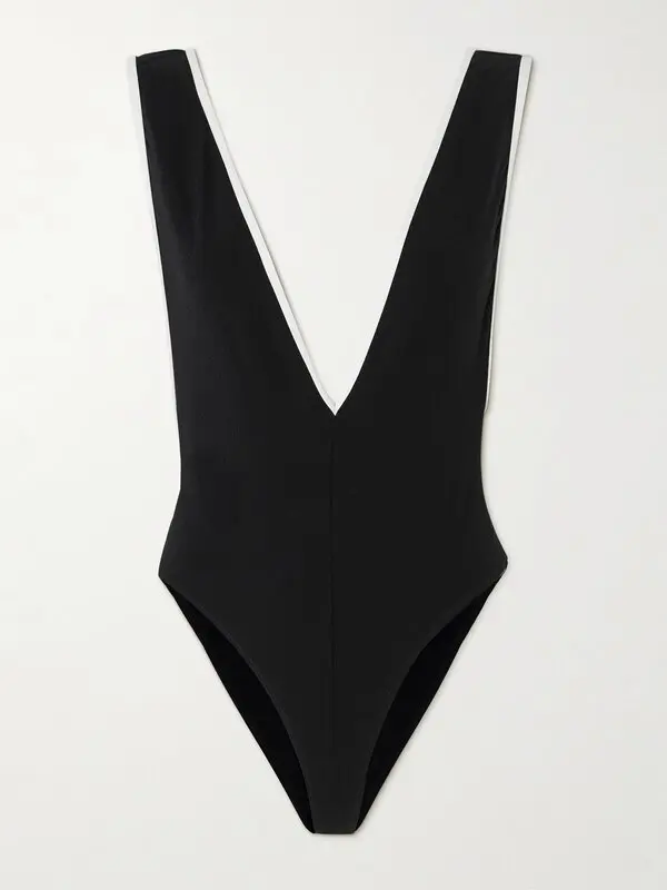Lisa Marie Fernandez Net Sustain Two-tone Stretch-crepe Swimsuit - Black