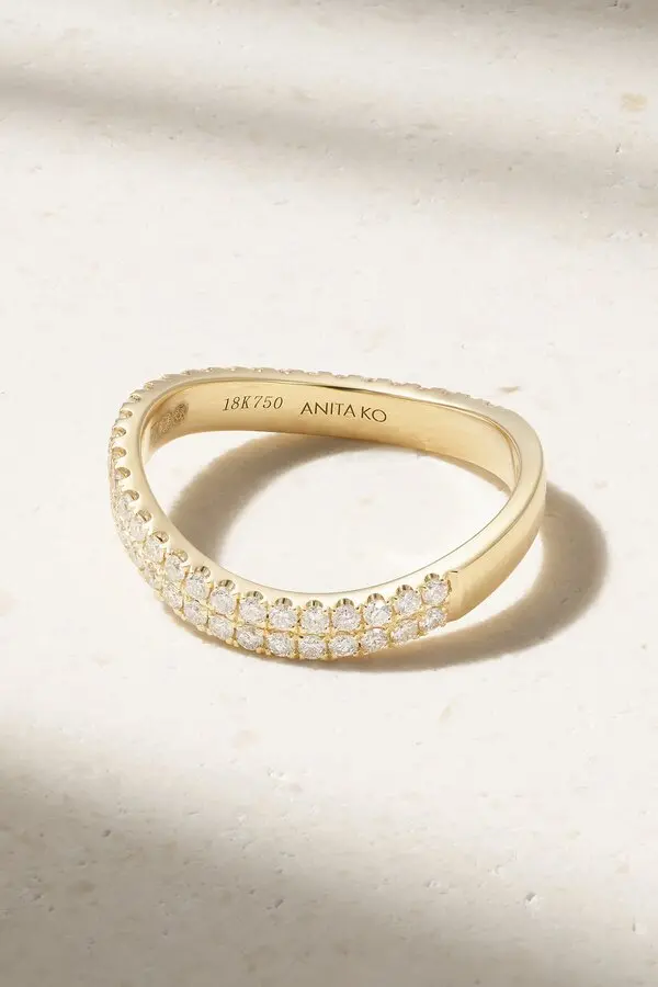 ANITA KO Curved 18-karat Diamond Ring - Gold