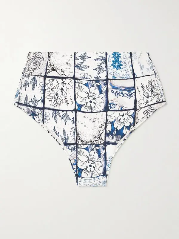 Agua Bendita Porcelaina Floral-print Bikini Briefs - Blue