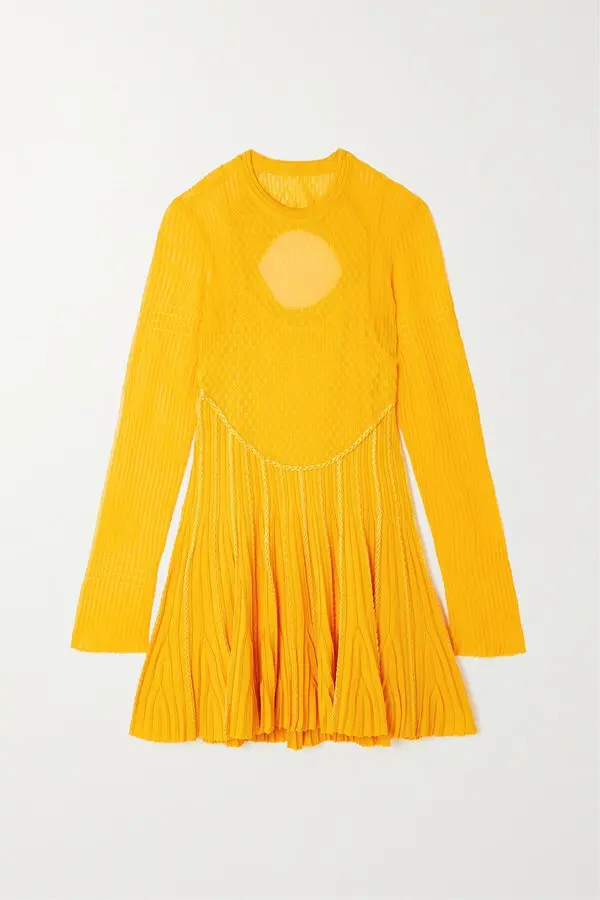 Givenchy Cutout Pleated Knitted Mini Dress
