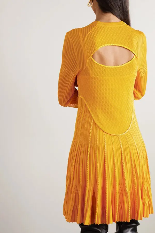 Givenchy Cutout Pleated Knitted Mini Dress