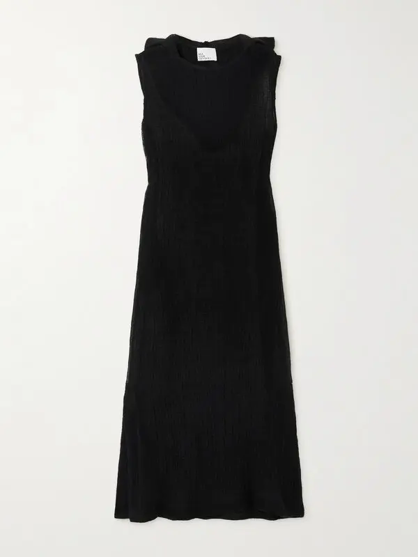 Lisa Marie Fernandez Net Sustain Column Hooded Linen-blend Gauze Maxi Dress - Black