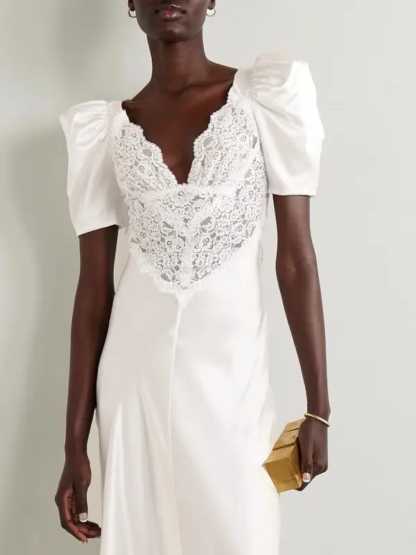 RODARTE Lace-trimmed Silk-satin Gown