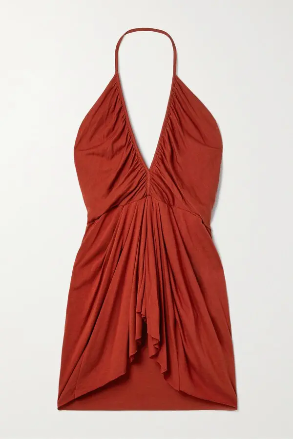 Rick Owens Lilies Open-back Gathered Jersey Halterneck Top - Red