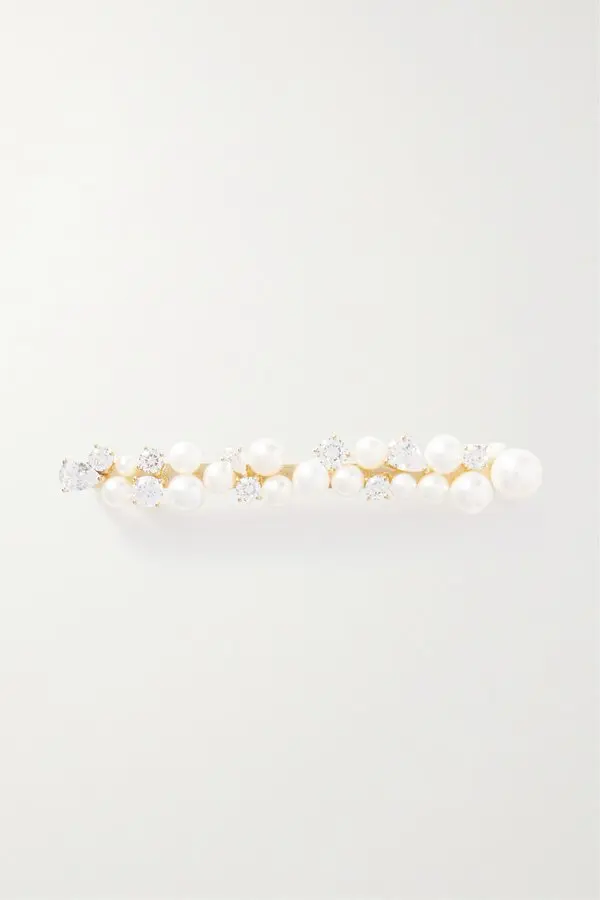 Completedworks Net Sustain Recycled Gold-plated, Pearl And Crystal Hair Slide - White