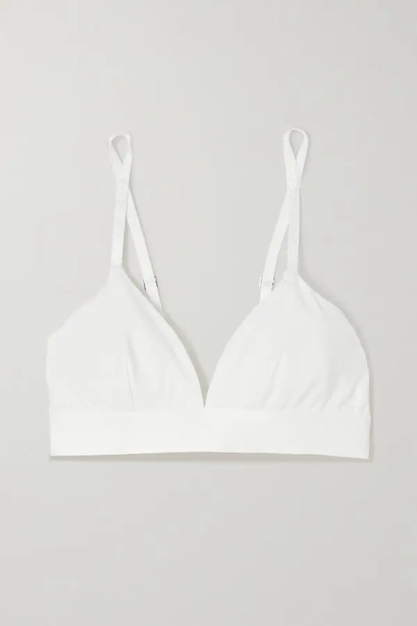 CDLP Net Sustain Stretch-tencel Lyocell Soft-cup Triangle Bra - White