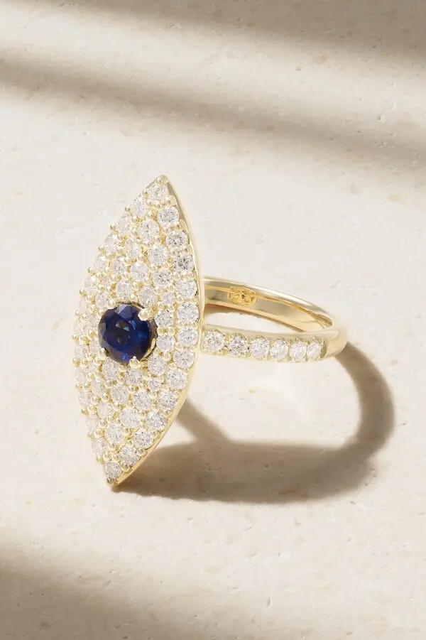 ANITA KO Evil Eye 18-karat Sapphire And Diamond Ring - Gold