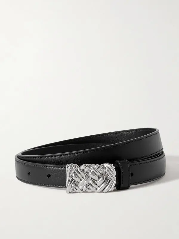 Bottega Veneta Pleat Leather Belt - Black