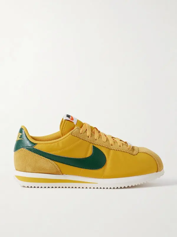 Nike Cortez Leather And Suede-trimmed Sneakers - Yellow