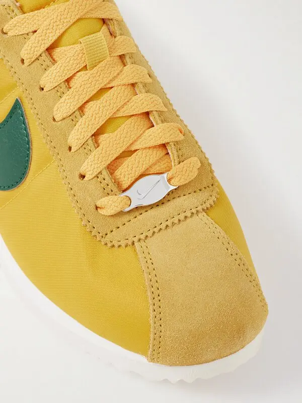 Nike Cortez Leather And Suede-trimmed Sneakers - Yellow