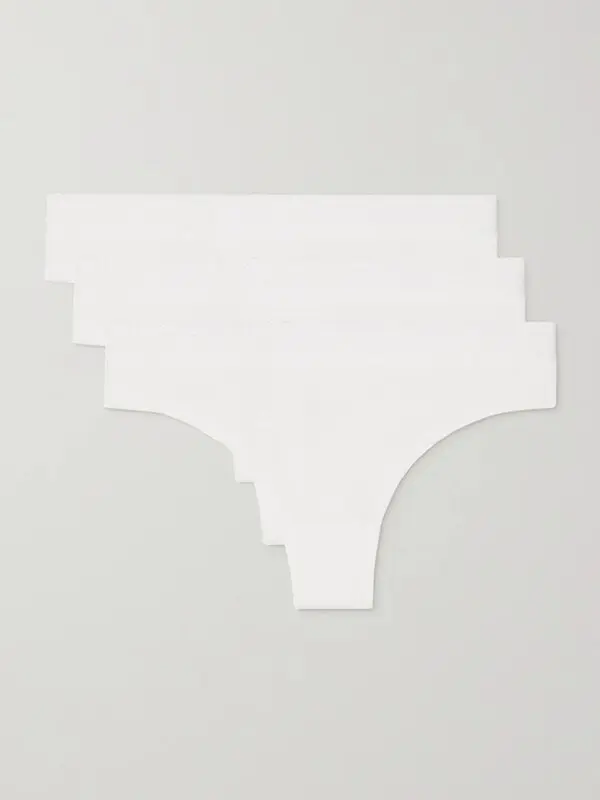 CDLP Net Sustain Set Of Three Tencel Lyocell-blend Thongs - White