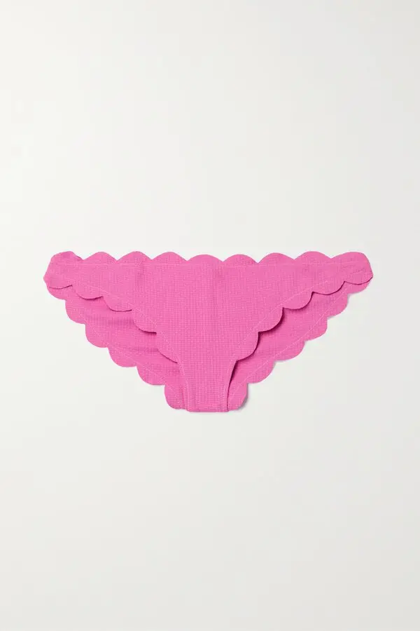 Marysia Antibes Scalloped Seersucker Bikini Briefs - Pink