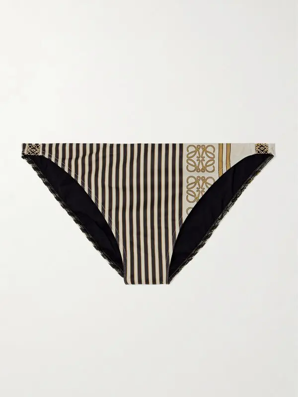 Loewe Paula's Ibiza Embellished Printed Bikini Briefs - Neutrals