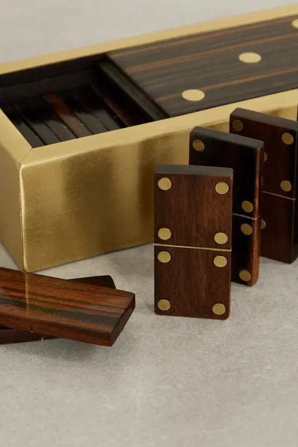 L'Objet Deco Wood And Brass Dominoes Set