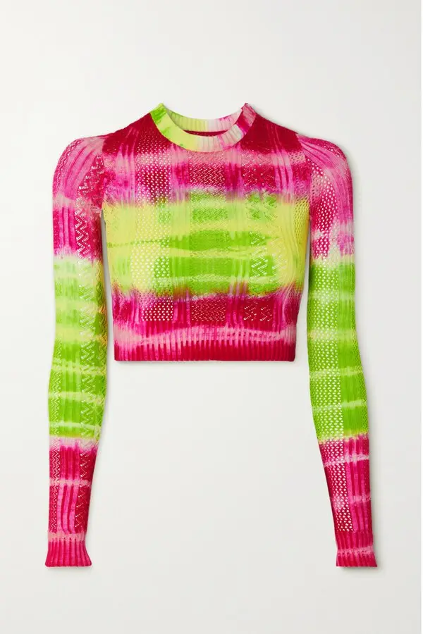 AGR Tie-dyed Pointelle-knit Top