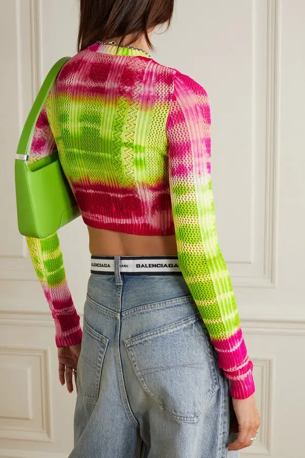 AGR Tie-dyed Pointelle-knit Top