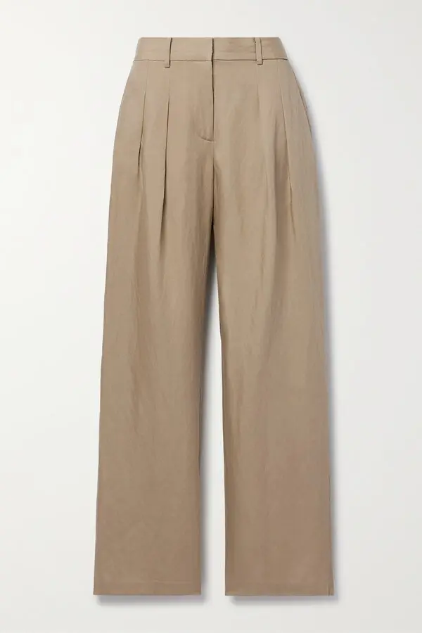 LoveShackFancy Adams Pleated Wide-leg Pants