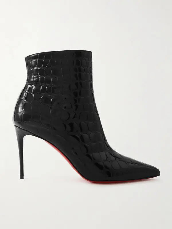 CHRISTIAN LOUBOUTIN So Kate Croc-effect Patent-leather Ankle Boots