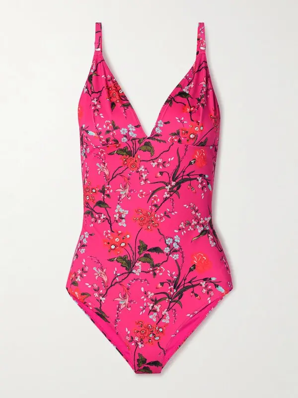 Erdem Floral-print One-piece Swimsuit - Pink