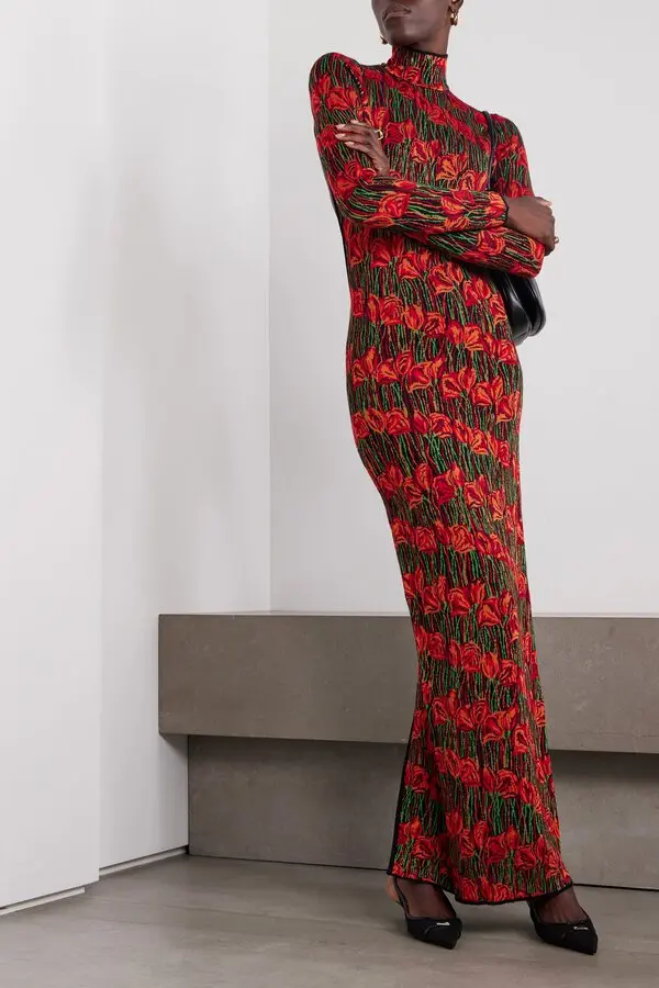 Emilio Pucci Open-back Floral Jacquard-knit Maxi Dress