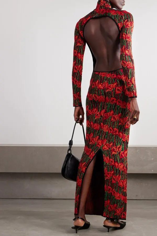 Emilio Pucci Open-back Floral Jacquard-knit Maxi Dress