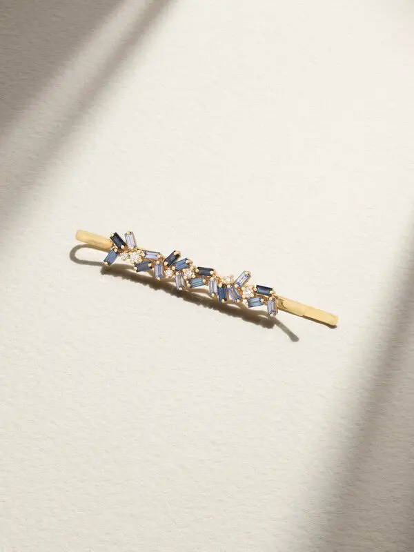 SUZANNE KALAN 18-karat Sapphire And Diamond Hair Slide - Gold