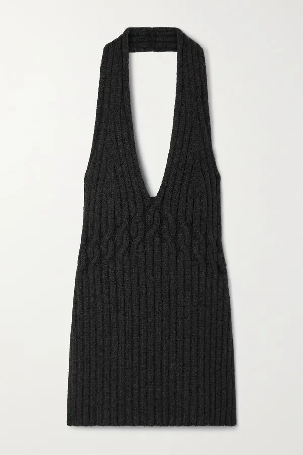 Proenza Schouler Open-back Cable-knit Halterneck Top - Gray
