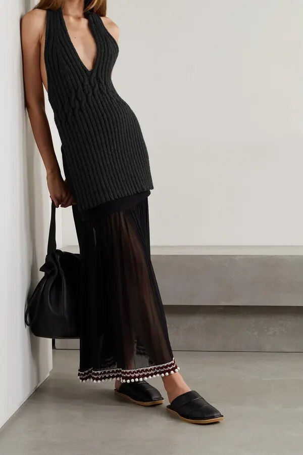 Proenza Schouler Open-back Cable-knit Halterneck Top
