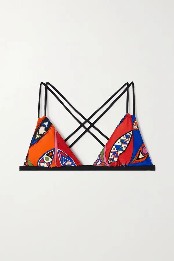 Emilio Pucci Printed Triangle Bikini Top - Pink