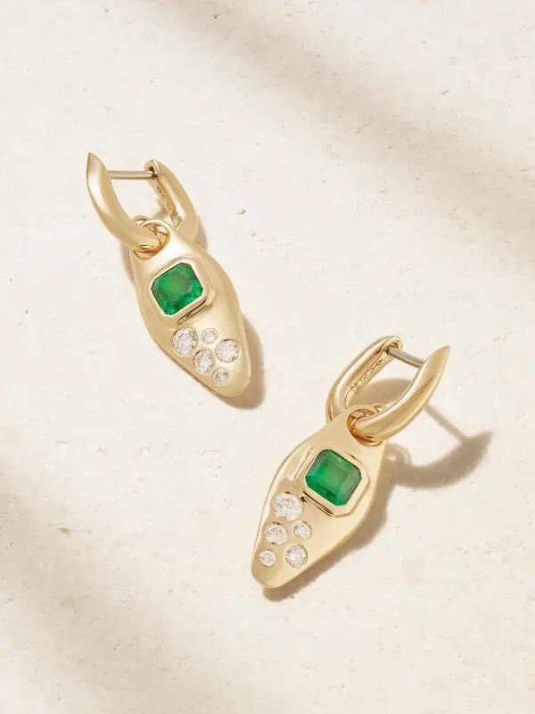UNIFORM OBJECT Vessel 18-karat Emerald And Diamond Earrings - Gold