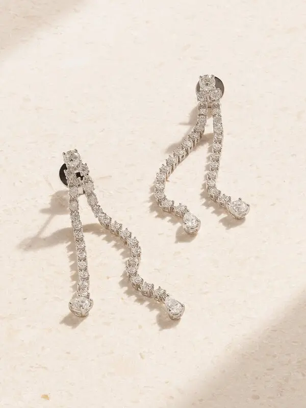 ANITA KO 18-karat Diamond Dangle Earrings - Silver