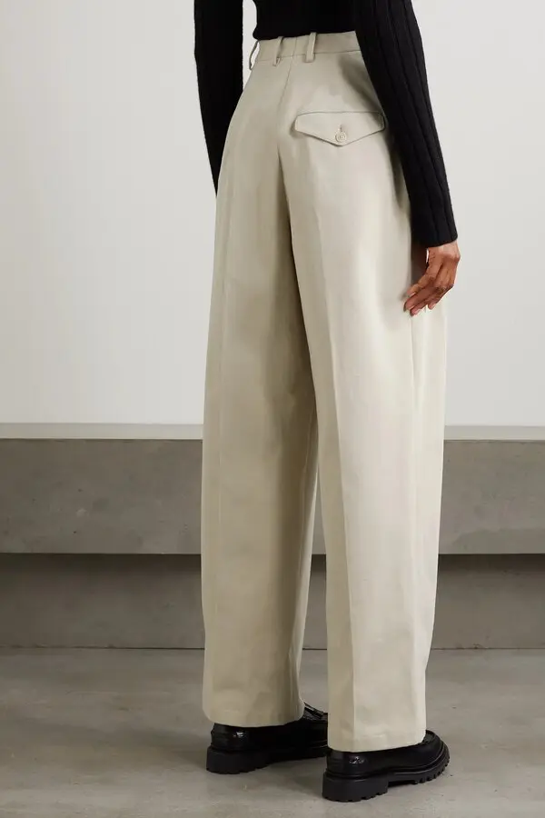 Purdey Pleated Cotton-twill Wide-leg Trousers