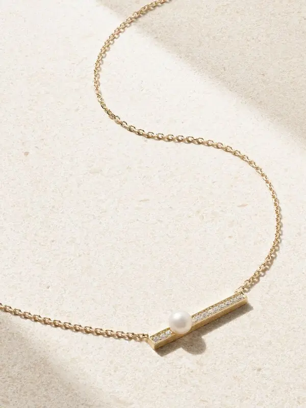 Mizuki 14-karat Diamond And Pearl Necklace - Gold