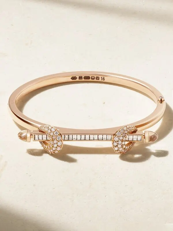 ANANYA Chakra Icon Rose Diamond And Quartz Bangle - Gold