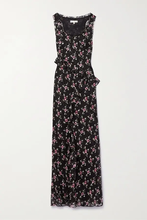 LoveShackFancy Thisbe Ruffled Printed Devoré-chiffon Maxi Dress