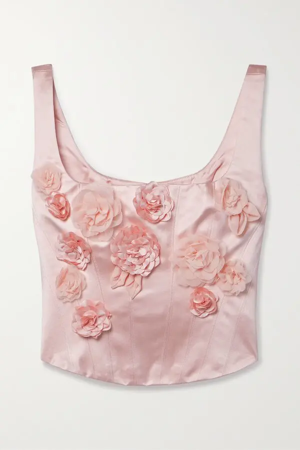 LoveShackFancy Lorelai Appliquéd Bustier Top