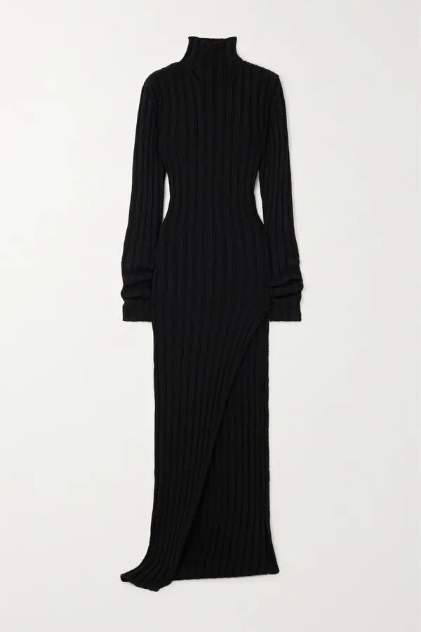ANN DEMEULEMEESTER Cyntia Ribbed Wool Turtleneck Sweater