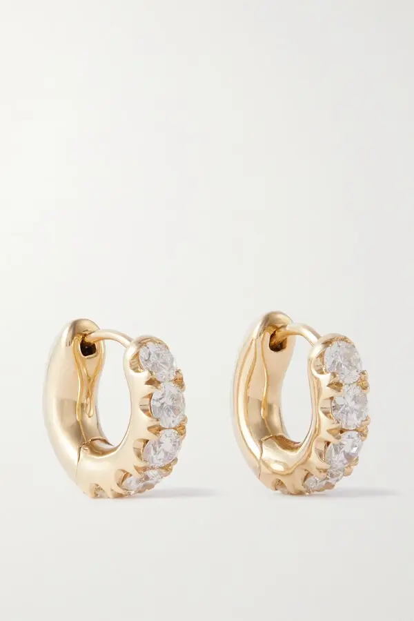 ROXANNE FIRST Super Duper 14-karat Diamond Hoop Earrings - Gold
