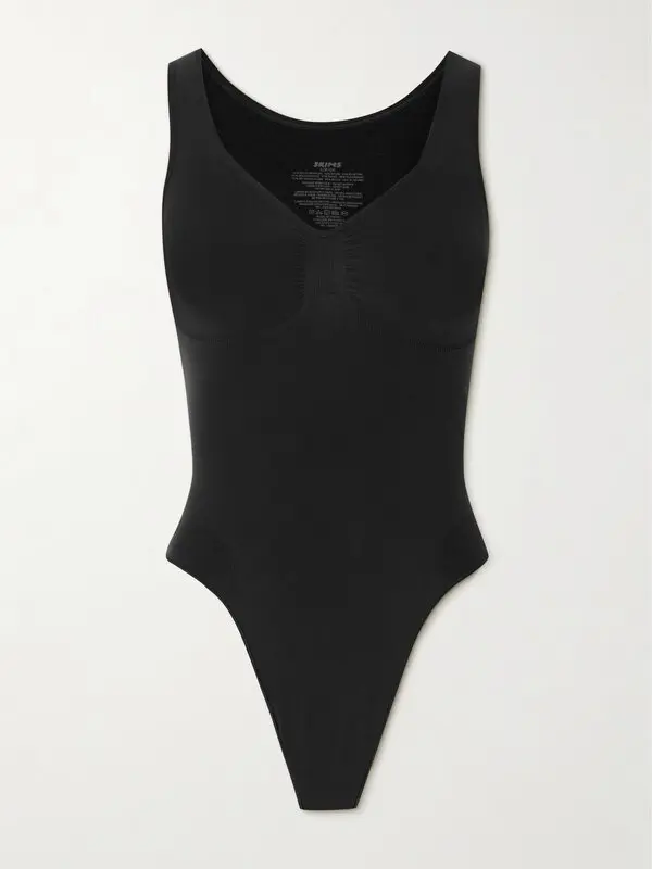 SKIMS Seamless Sculpt Scoop Neck Thong Bodysuit - Black
