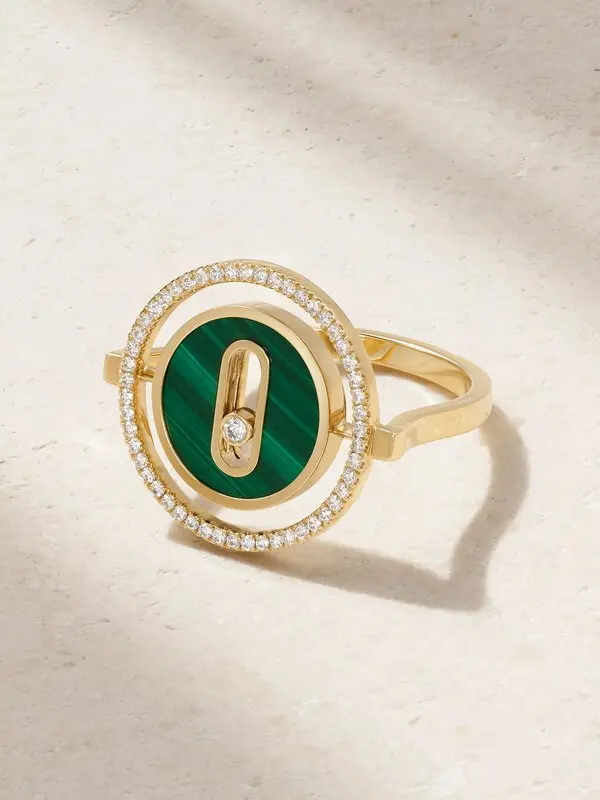 Messika Lucky Move 18-karat Gold, Malachite And Diamond Ring - Green