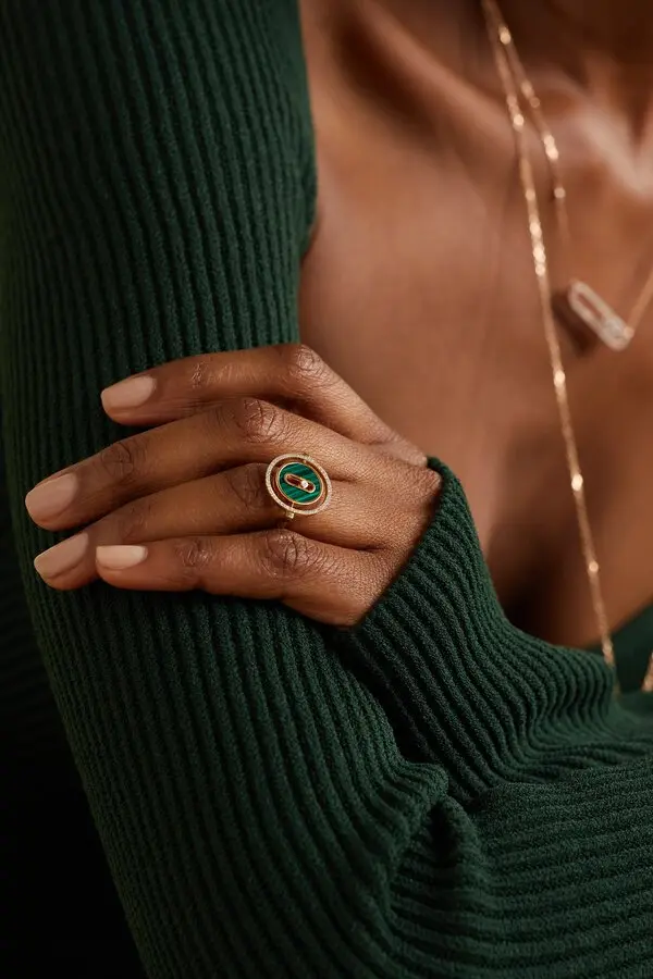 Messika Lucky Move 18-karat Gold, Malachite And Diamond Ring